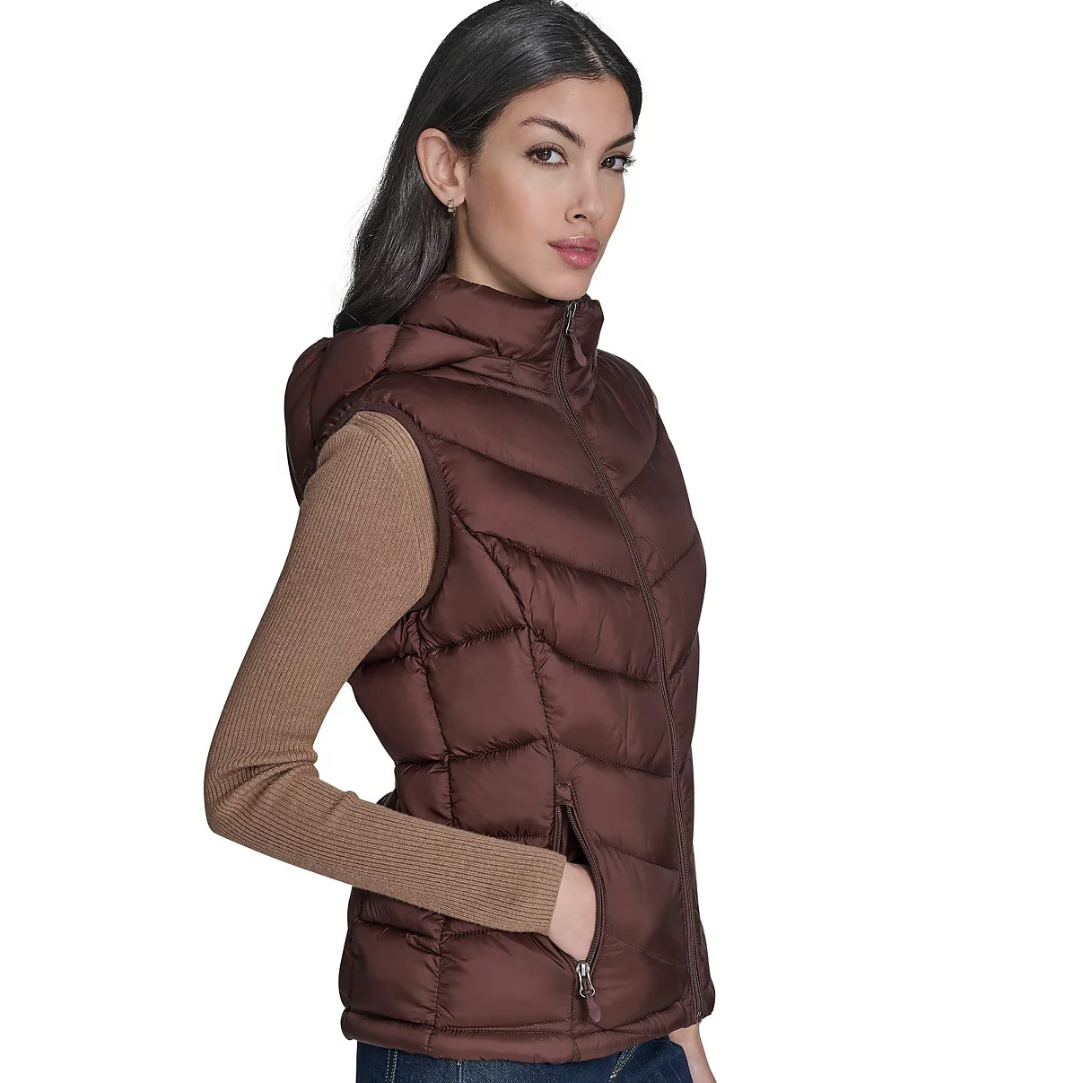 Packable Hooded Puffer Vest $20 at Brad's Deals