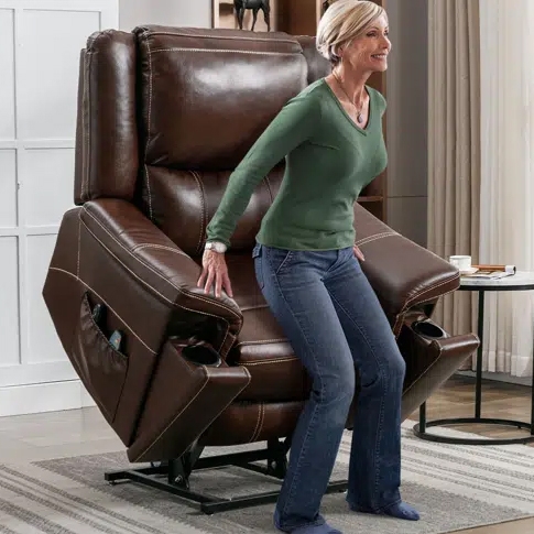 Genuine Leather Power Lift Recliner $430 at Brad's Deals