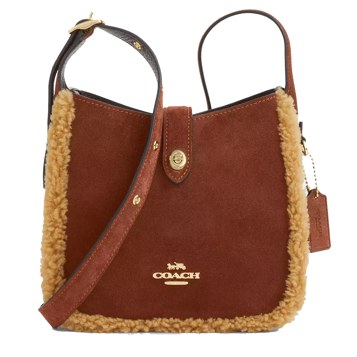 Coach Outlet Suede & Shearling Purse $139 at Brad's Deals