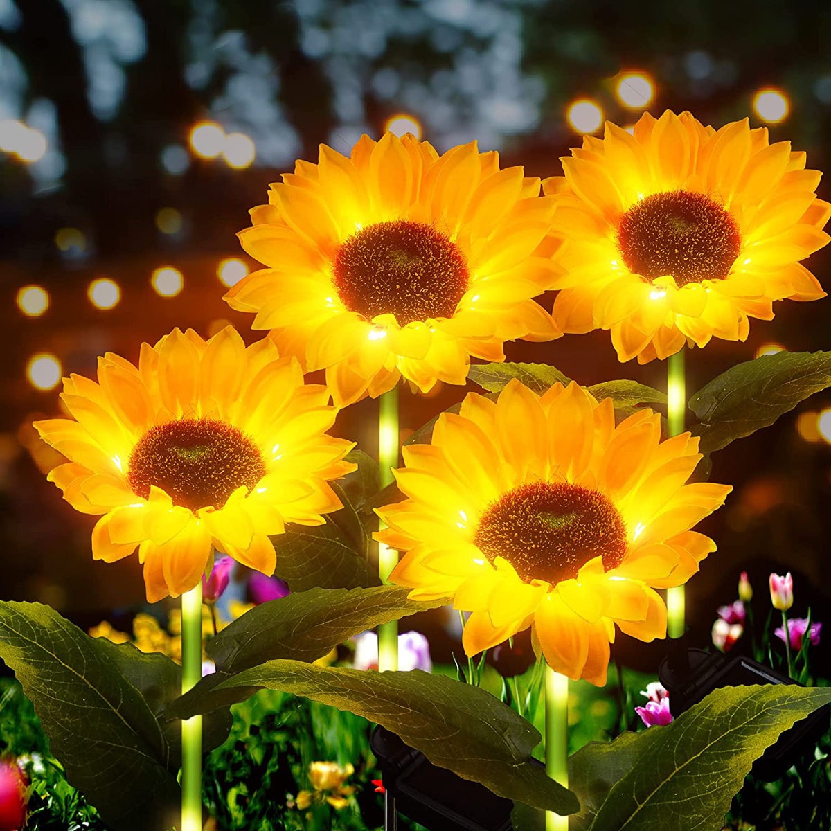 4pk Solar Sunflower LED Garden Lights $23 at Brad's Deals