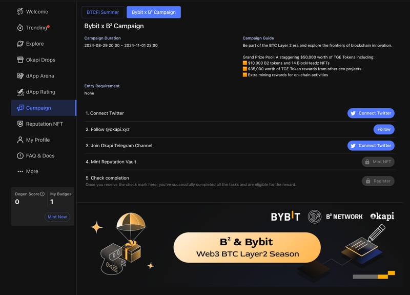 How to Complete Okapi Tasks for the Bybit x B² Network Event | Bybit Learn