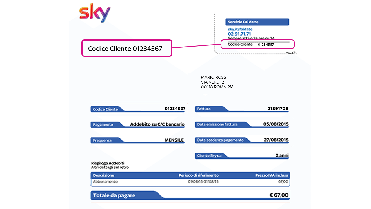 Sky iD: guida al codice cliente | Sky
