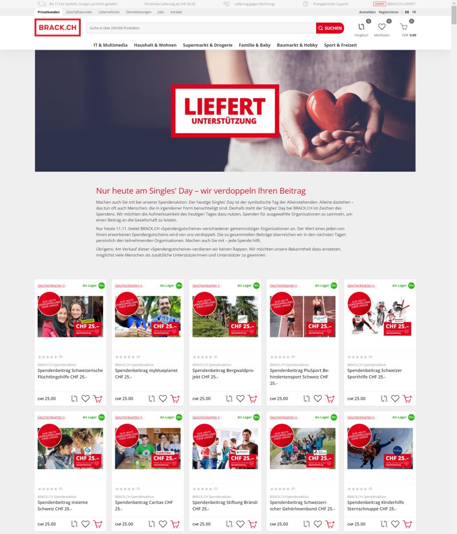 BRACK.CH spendet 70'000 Franken - Insidenews