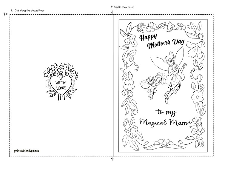 mother's day card coloring page printable