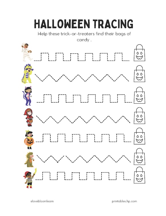 Halloween Tracing Worksheets