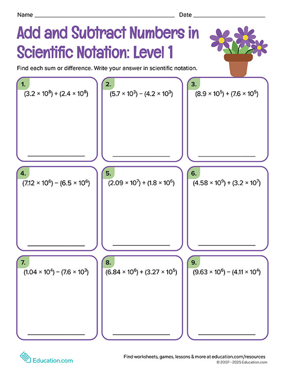 Hoja De Trabajo Para Colorear De Notación Científica