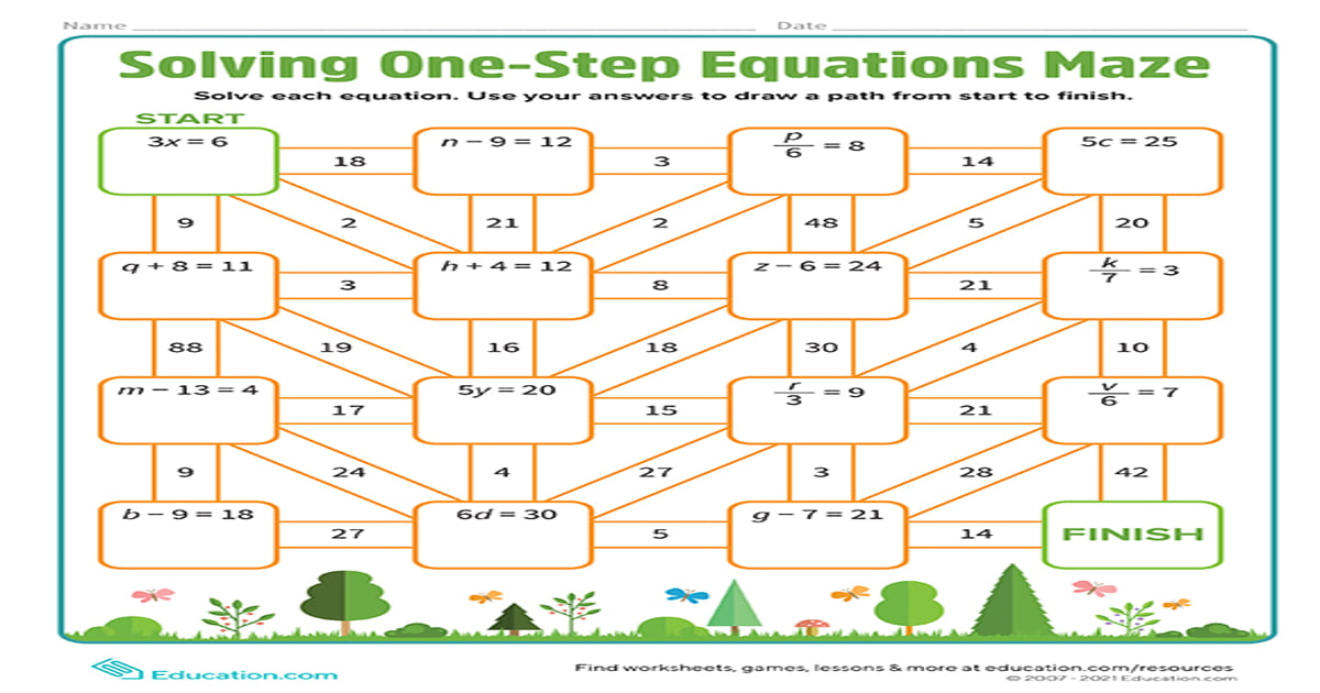 Printables Solving One Step Equations Maze HP Official Site Printables Solving One Step Equations Maze HP Official Site