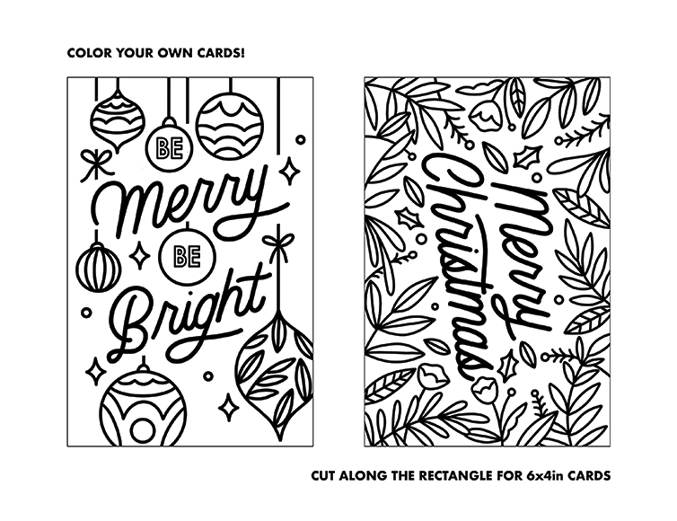 Printable Christmas Cards To Color