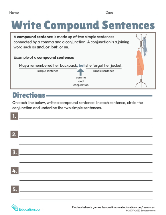 Printables Write Compound Sentences HP Official Site Printables Write Compound Sentences HP Official Site