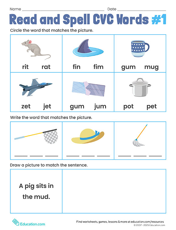 Spelling Cvc Words Worksheet Phonics: Spelling (CVC Words, CVCe Words,