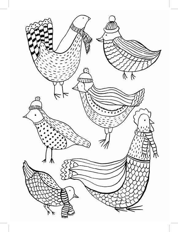 free folk art bird coloring pages