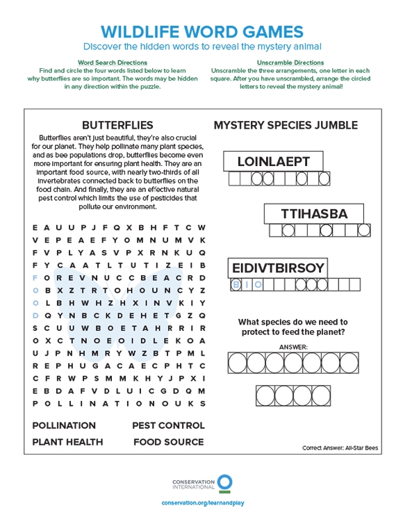Invertebrate Word Search
