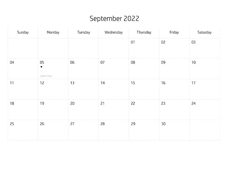 Calendario Septiembre 2022