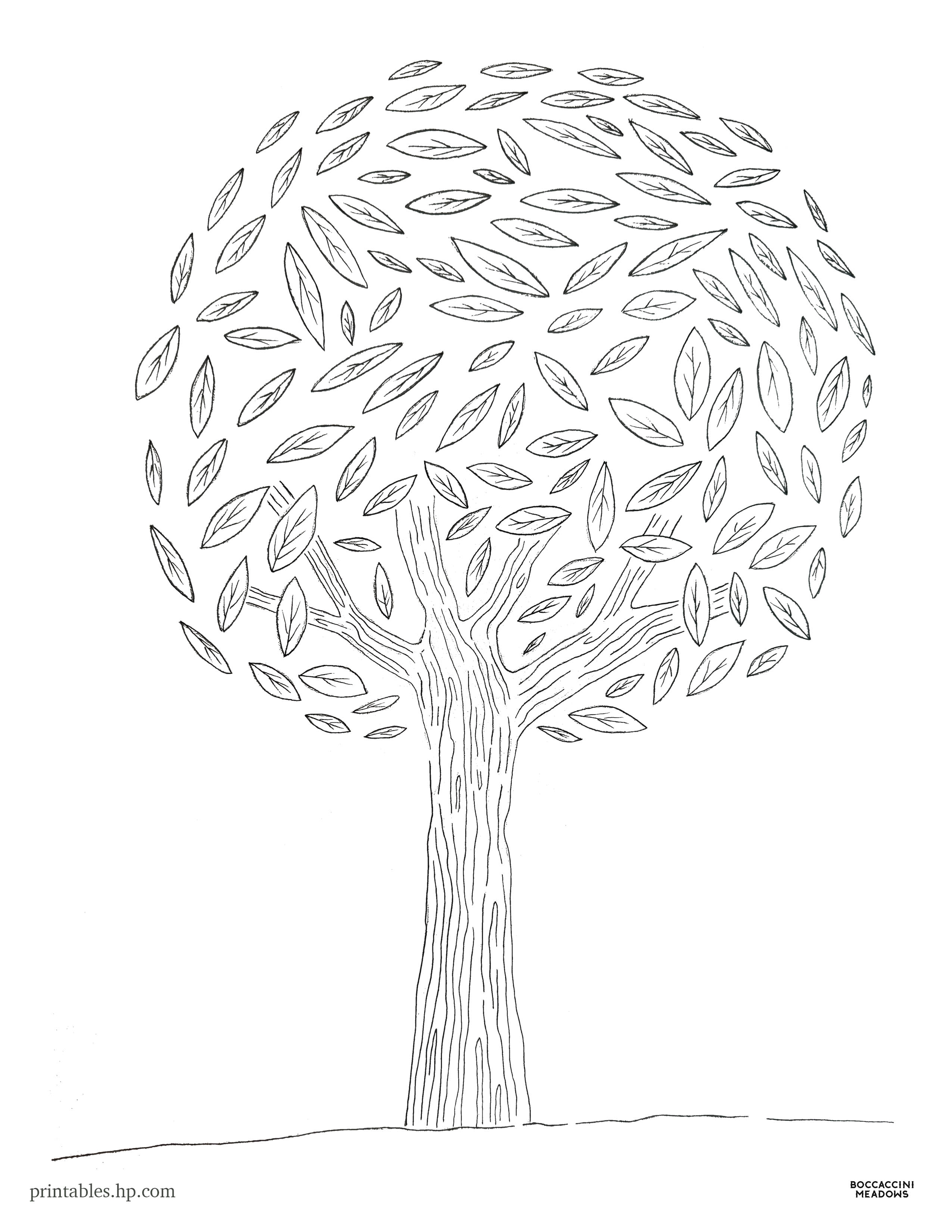 tree coloring pages free printable