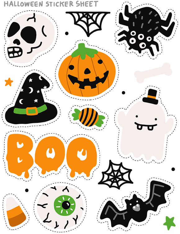 Halloween Printable Decals Halloween Sticker, Printable Stickers For