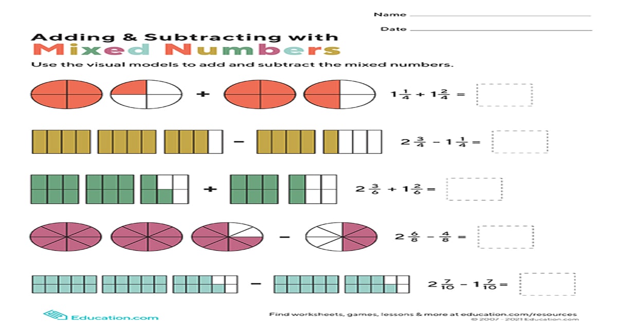 Printables Adding And Subtracting With Mixed Numbers HP New Zealand Printables Adding And Subtracting With Mixed Numbers HP New Zealand