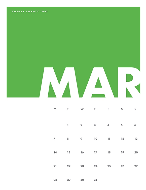 Mar 2022 Calendar To Print