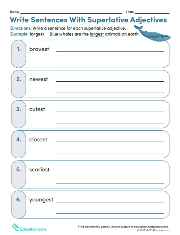 Printables - Write Sentences With Superlative Adjectives | HP® Canada