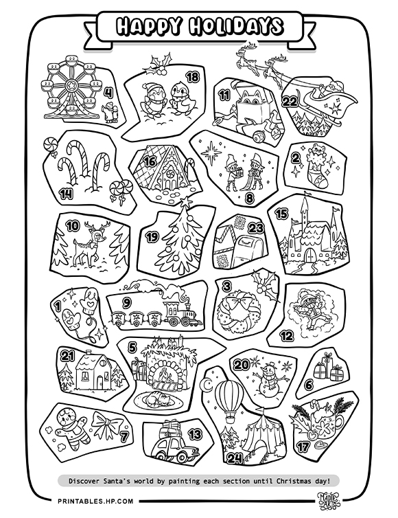 advent calendar coloring page free