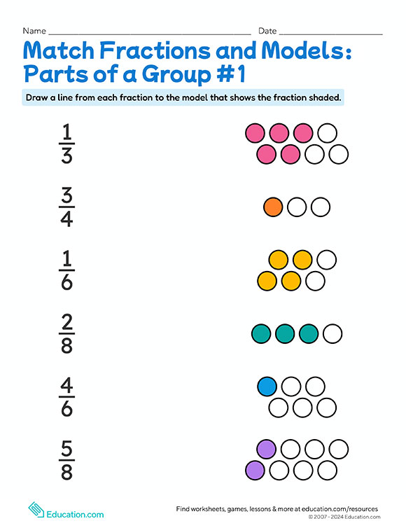 A Set Of Fractions Worksheet 50+ Fractions As Parts Of A Set