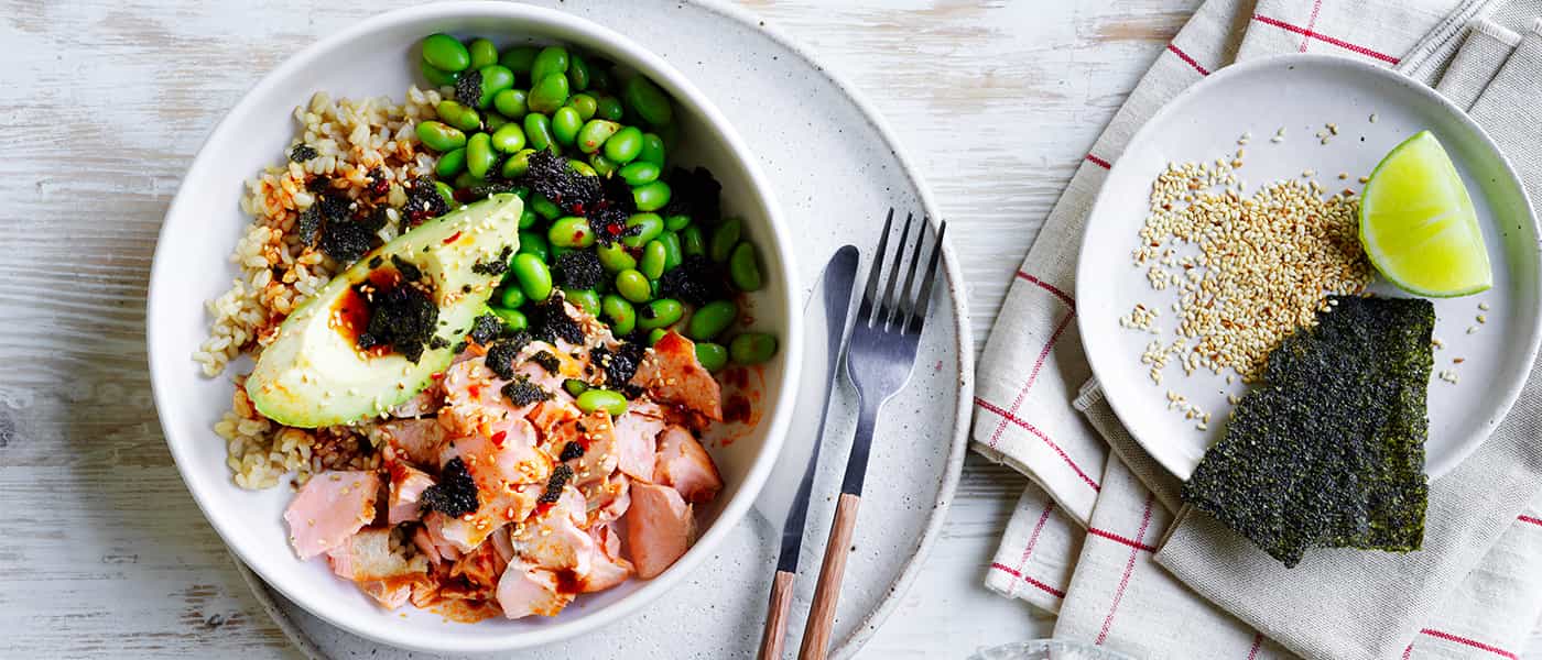 Salmon and rice lunch bowl | Heart Foundation