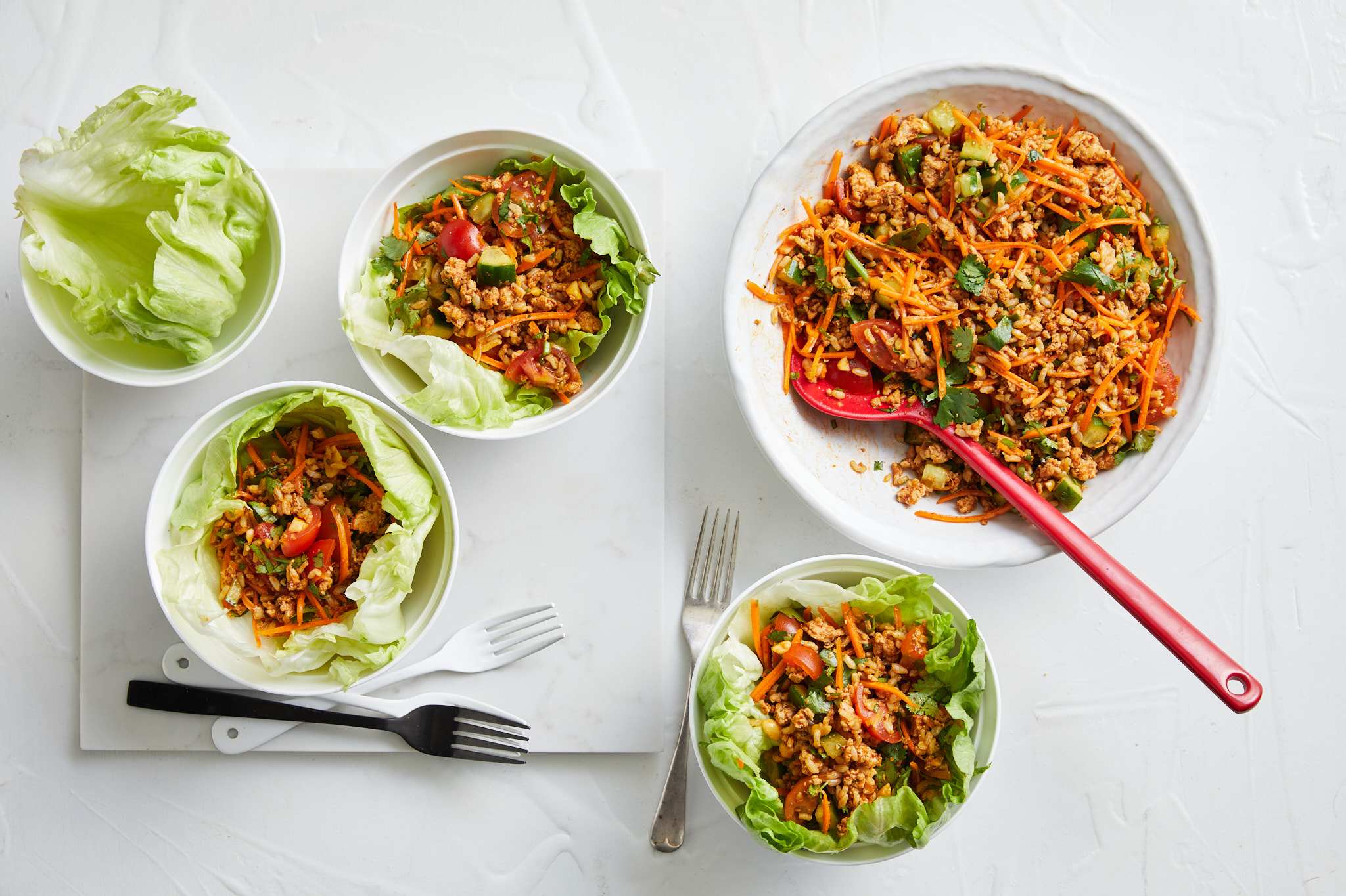 Thai chicken lettuce cups