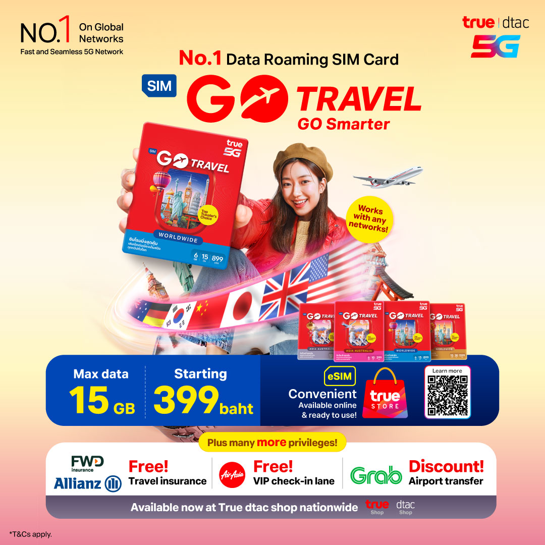 GO Travel SIM, roaming SIM, travel abroad at great value. | True-dtac