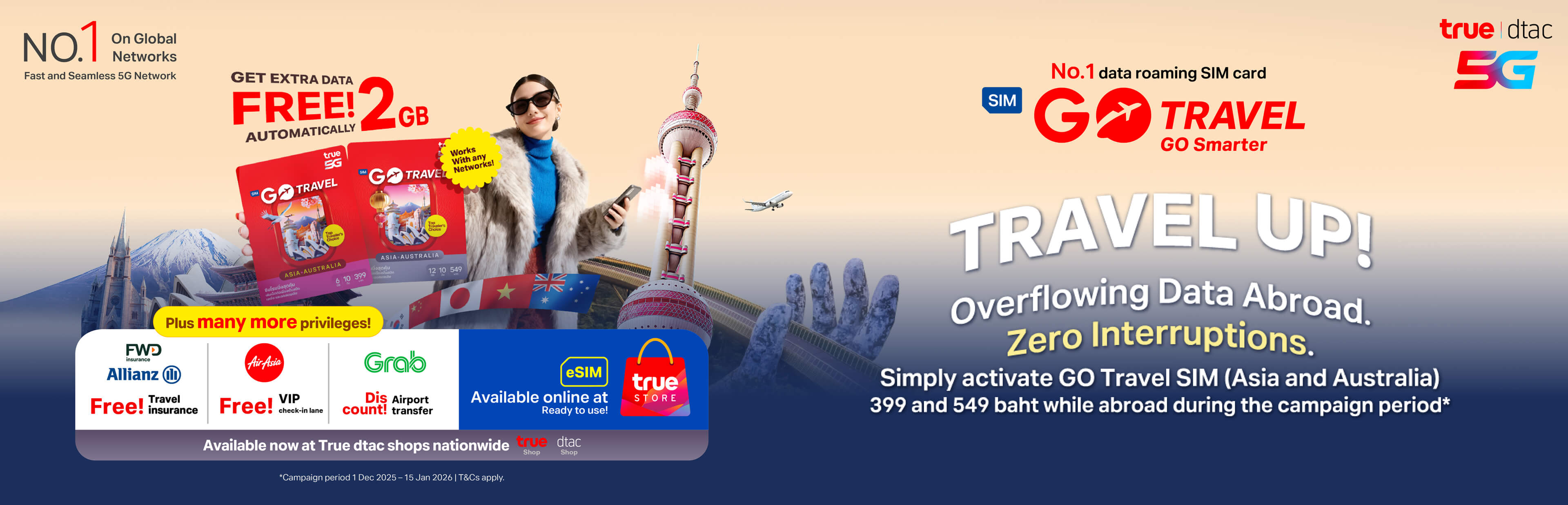 GO Travel SIM, roaming SIM, travel abroad at great value. | True-dtac