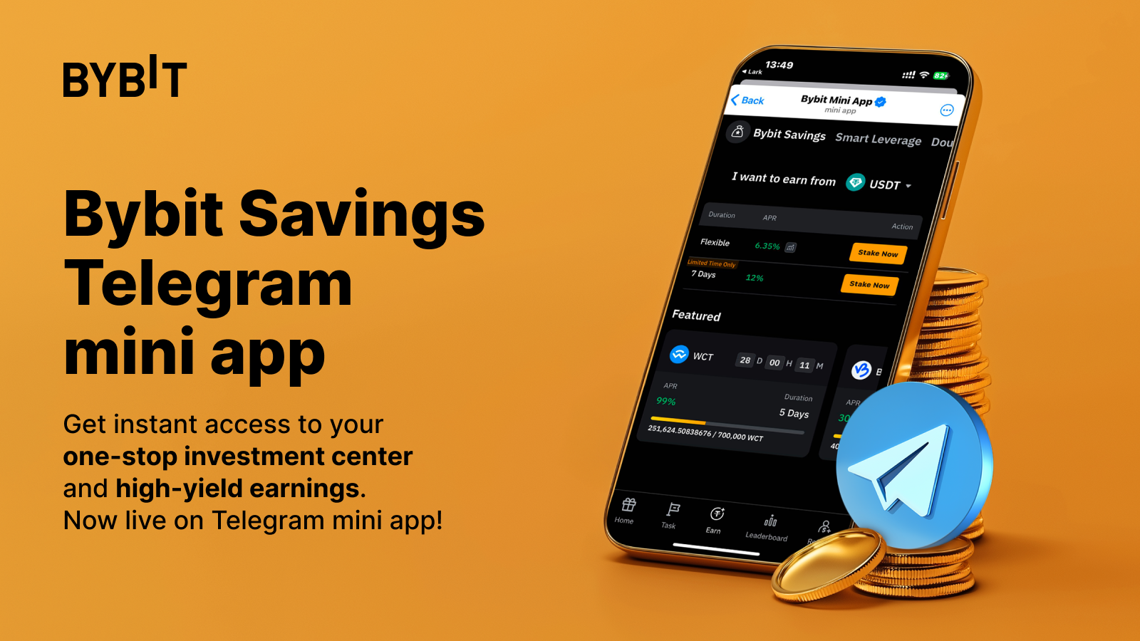 Bybit Announcement | 📢 Bybit Earn launches Savings on Telegram mini app!
