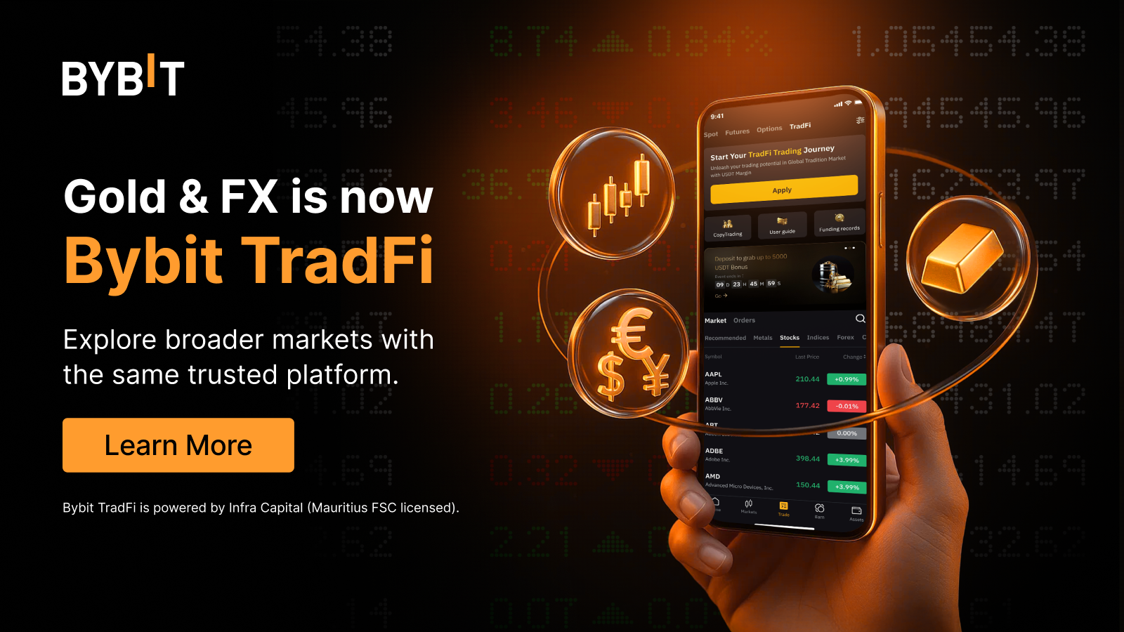 Bybit Announcement | 📢 Gold & FX is now upgraded — say hello to Bybit TradFi 🎉