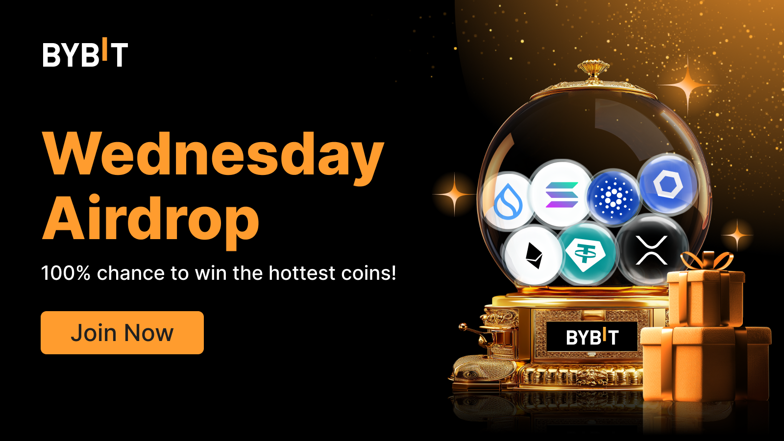 Bybit Announcement | Wednesday Airdrop: Win hot coins—100% guaranteed. First come, first served!