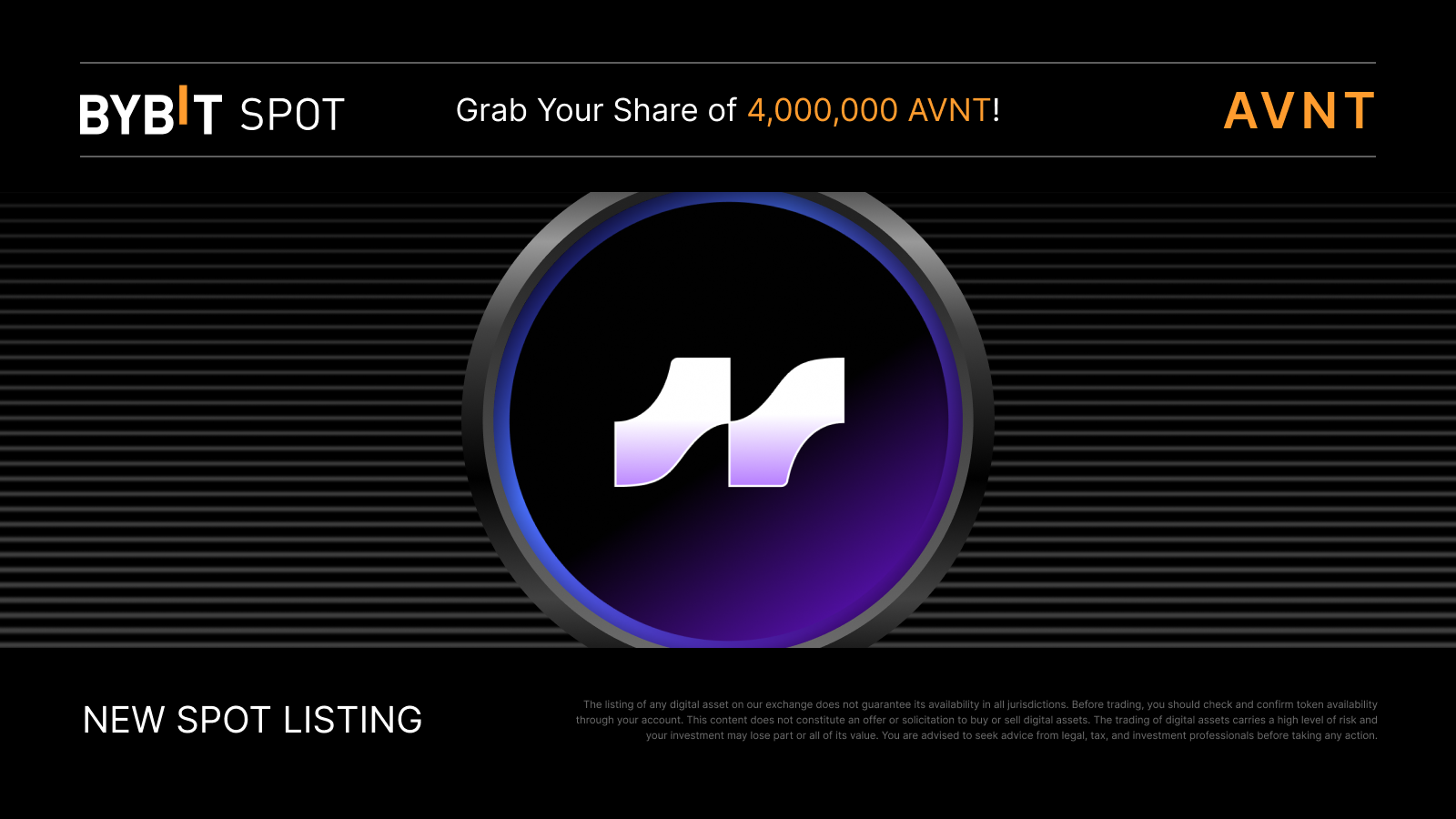 Bybit Announcement | New listing : AVNT/USDT — Grab a share of the 4,000,000 AVNT prize pool