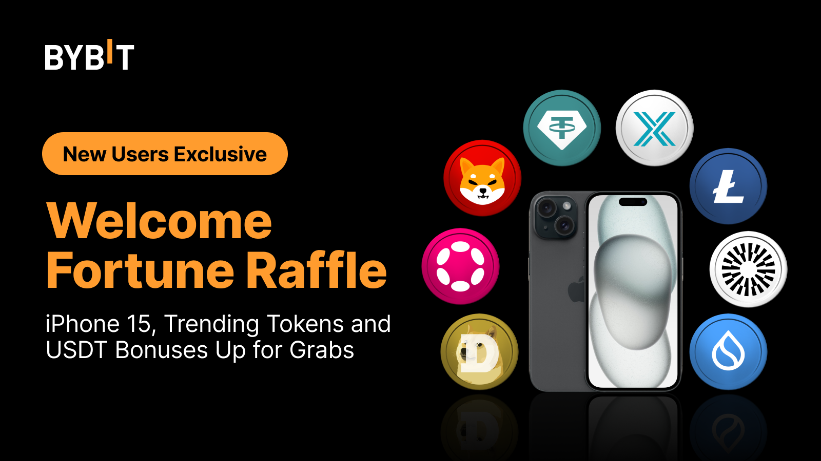 Bybit Announcement | [Selected Regions] Welcome Fortune Raffle: iPhone 15, Trending Tokens and ...