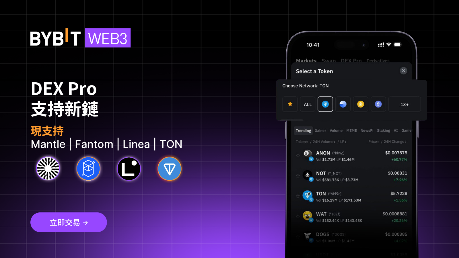 Bybit Announcement | 產品更新：DEX Pro 支持新鏈和功能，拓展您的交易眼界