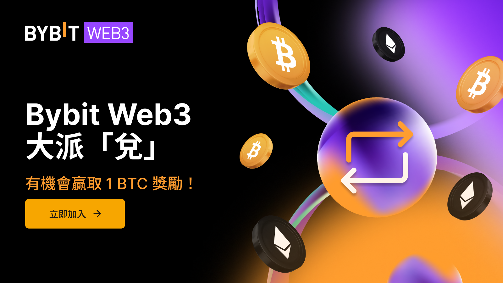 Bybit Announcement | Bybit Web3 大派「兌」：有機會贏取 1 BTC 獎勵！
