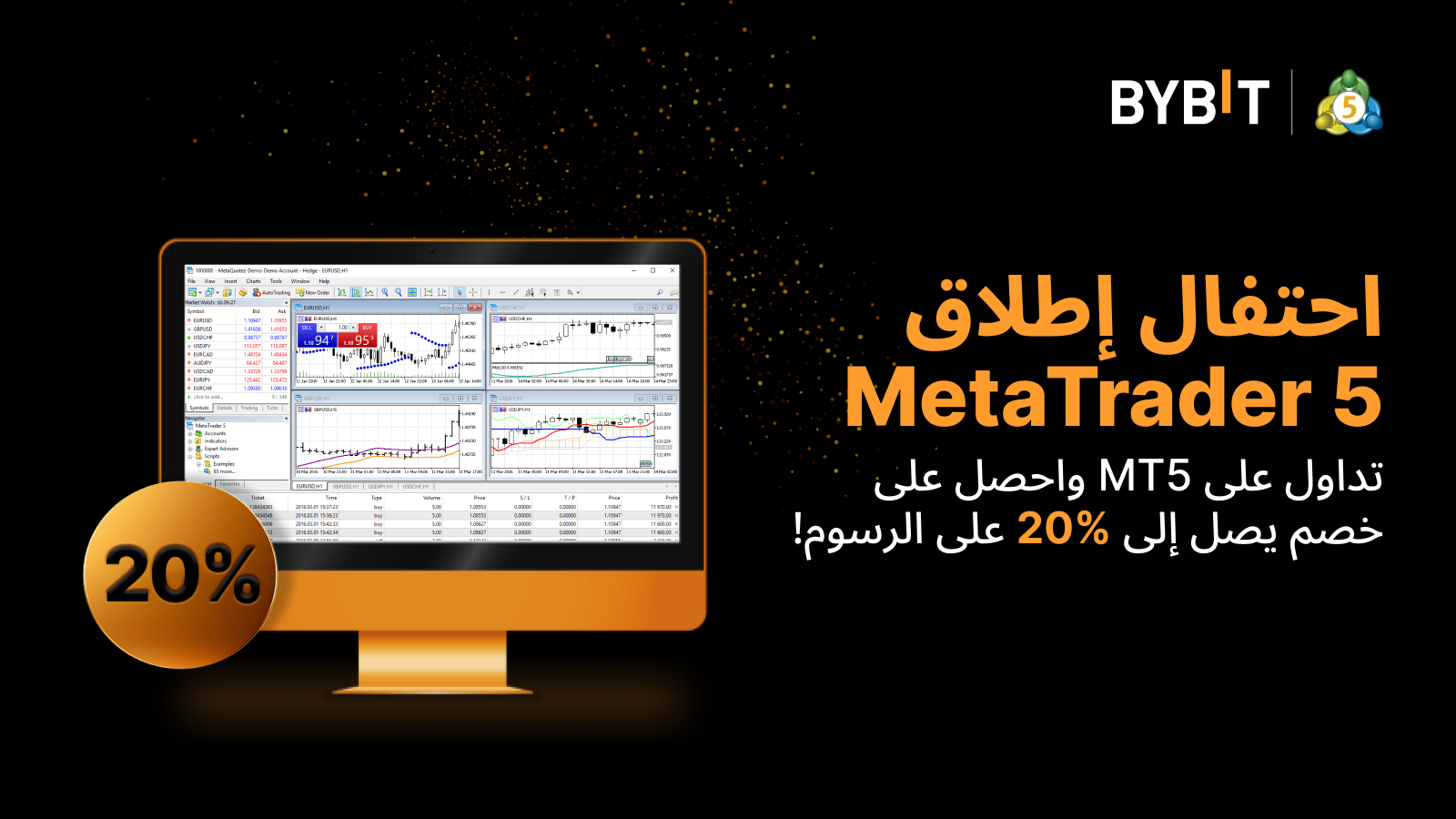 Bybit Announcement | احتفال إطلاق MetaTrader 5: استمتع بخصم يصل إلى %20 على رسوم التداول على ...