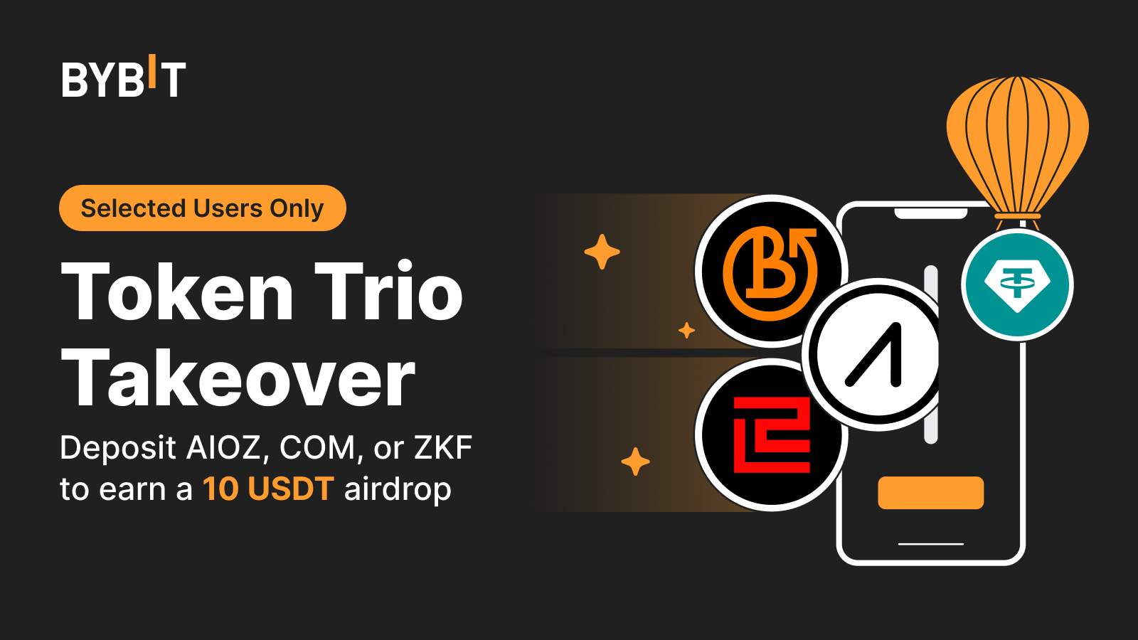 Bybit Announcement | [Limited Time] Token Trio Takeover: Snag a 10 USDT Airdrop With AIOZ, COM ...