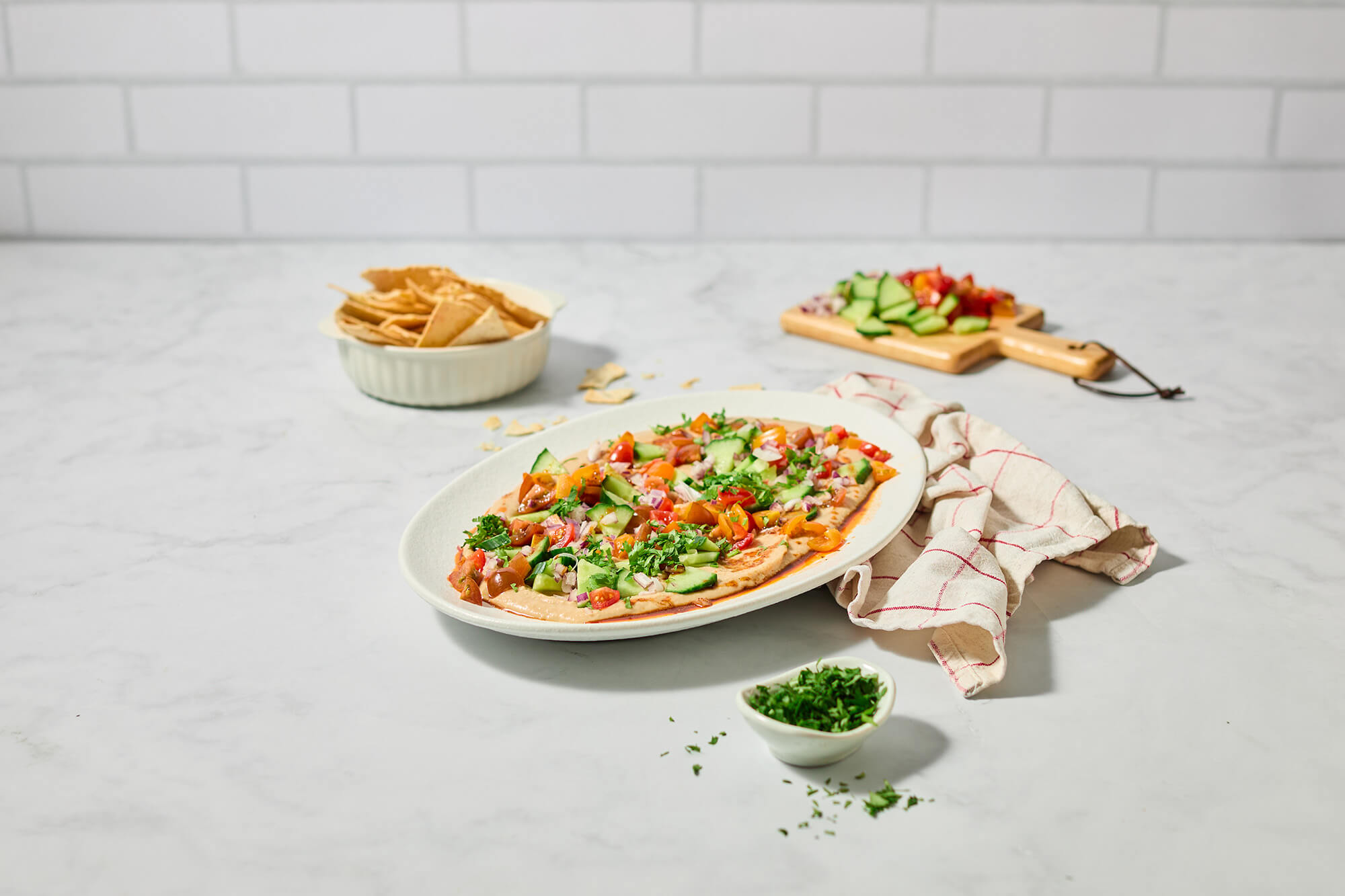 Loaded Marmite Cannellini Dip with Tortilla Chips - Marmite