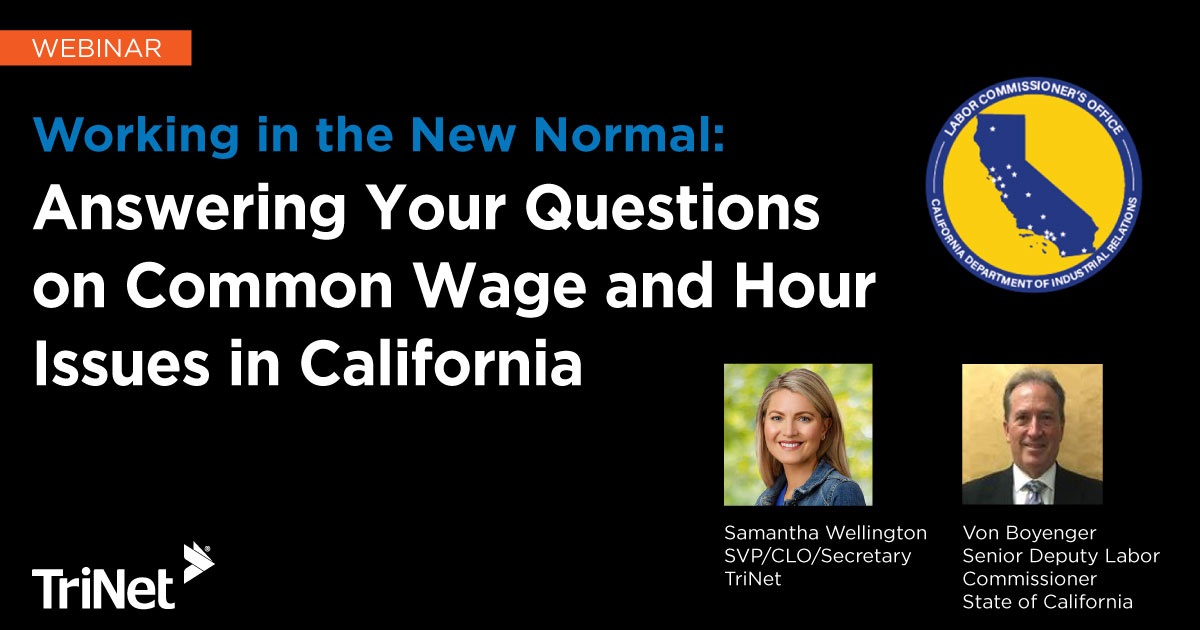 TriNet Webinar Series: Working in the New Normal – Part 3: Answering ...