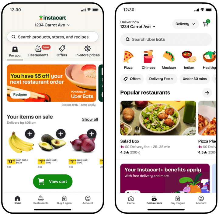 Uber Eats to Power Restaurant Delivery on Instacart | Instacart Newsroom
