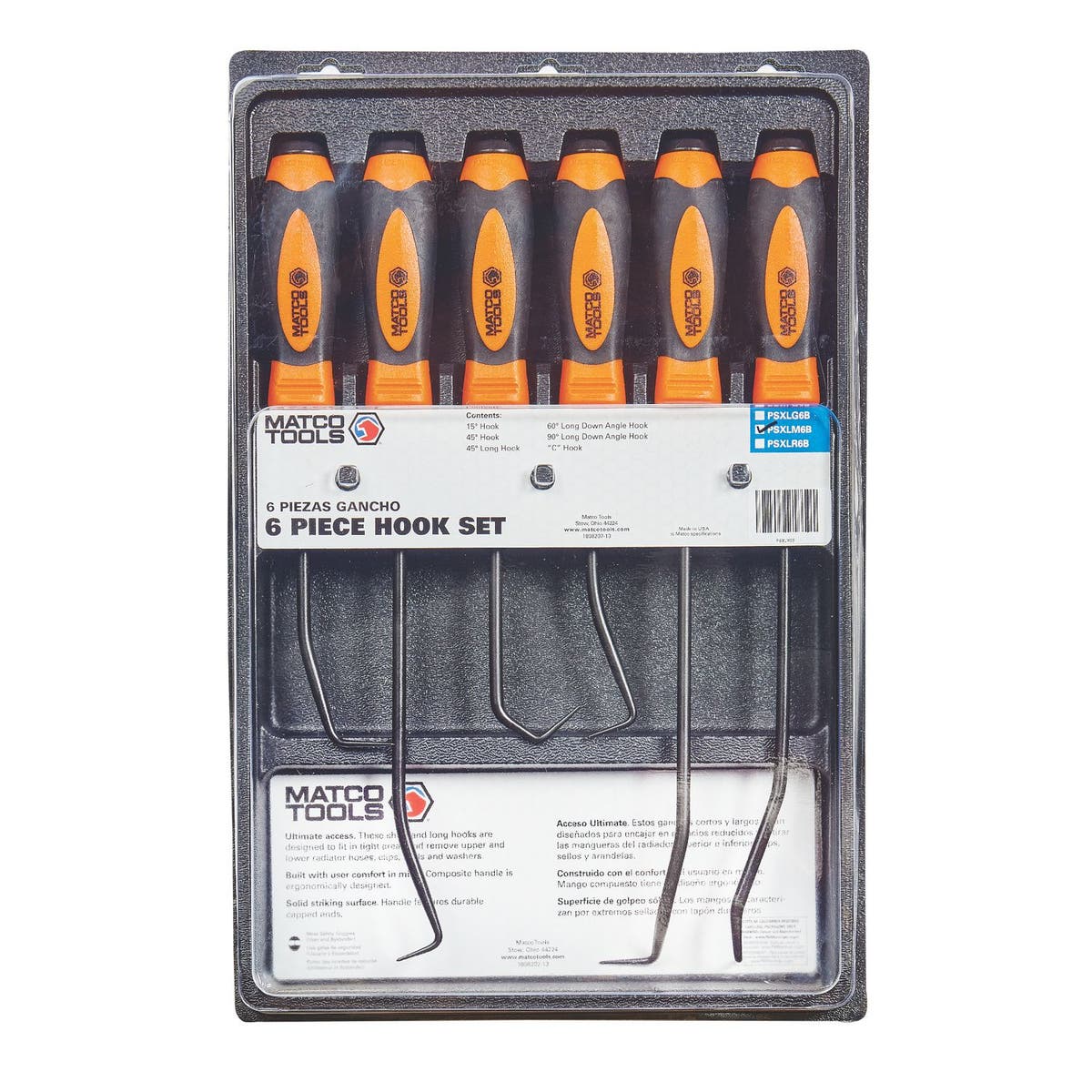 6 PIECE HOOK AND PICK SET - ORANGE PSXLM6B | Matco Tools