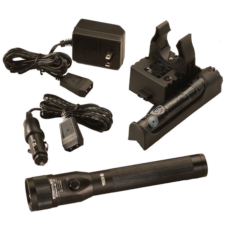 STINGER DUAL SWITCH LED RECHARGEABLE FLASHLIGHT WITH PIGGYBACK CHARGER ...