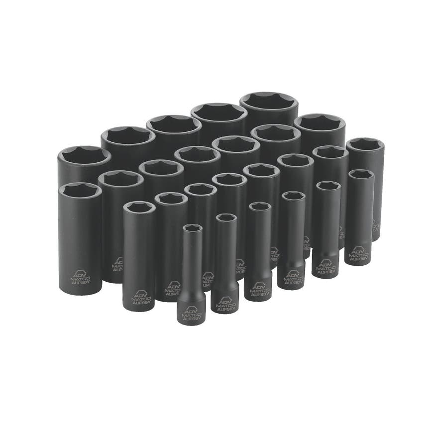 1/2" DRIVE 26 PIECE METRIC 6 POINT ADV DEEP IMPACT SOCKET SET SCDPM266V ...