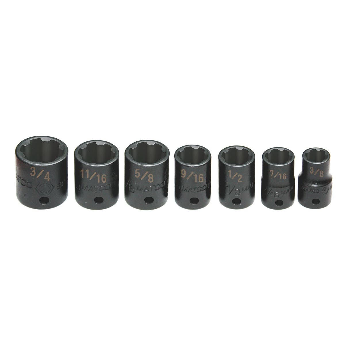 3/8" 7 PIECE SAE PRO NON-SLIP IMPACT SOCKET SBPA7R | Matco Tools