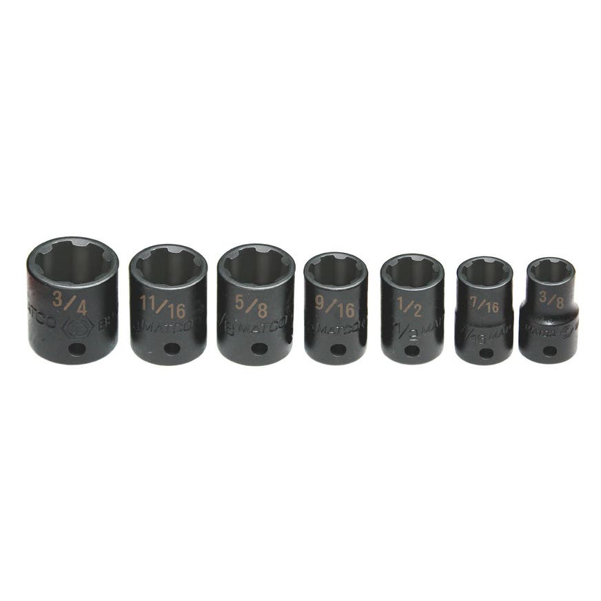 3/8" 7 PIECE SAE PRO NON-SLIP IMPACT SOCKET SBPA7R | Matco Tools