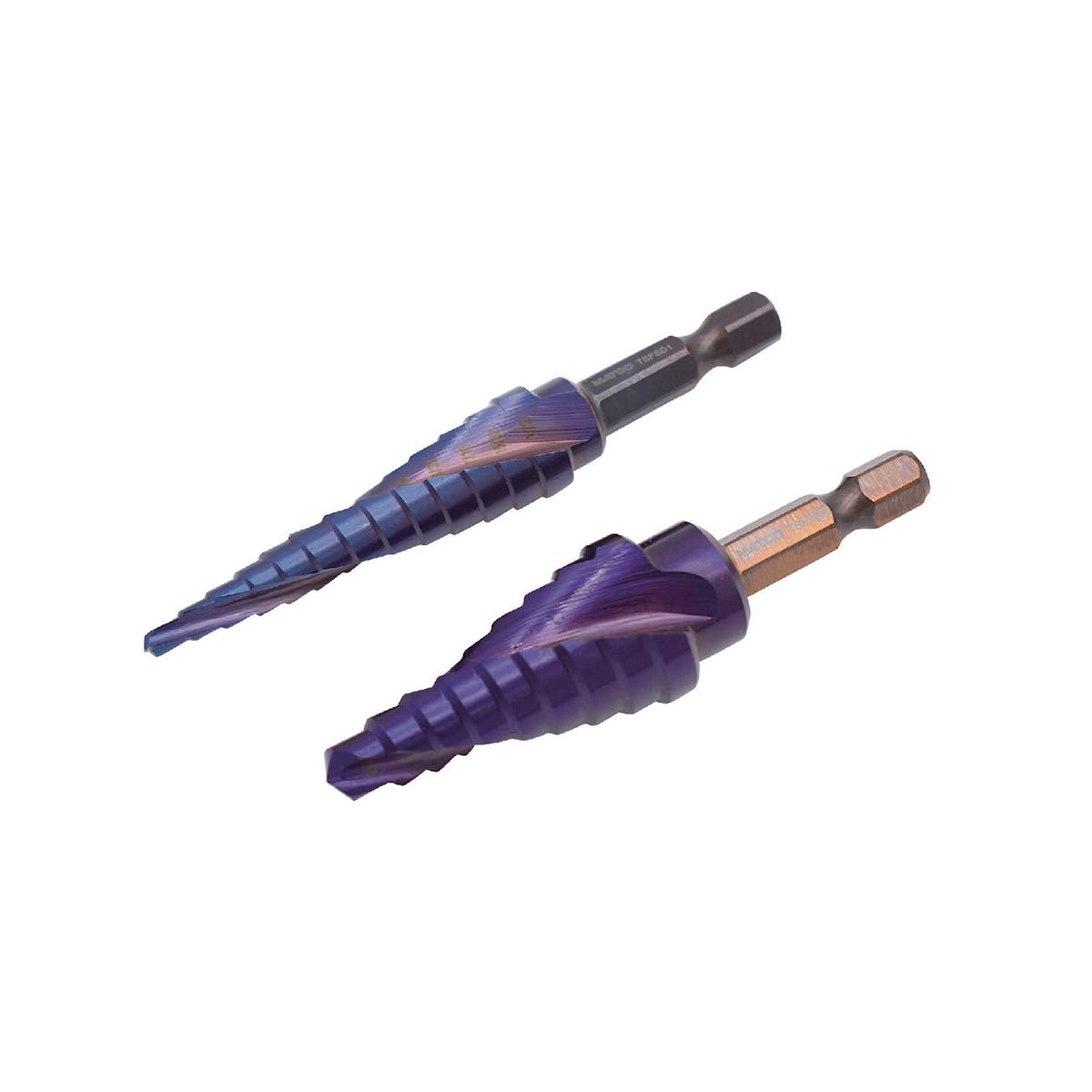 2 PIECE TITANIUM BLUE SPIRAL QUICK-CHANGE STEP DRILL SET TSFSD2B | Matco Tools