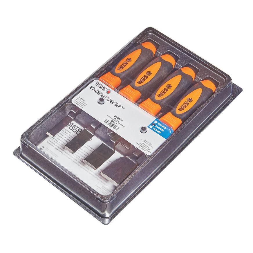 4 PIECE 10" LONG SCRAPER SET - ORANGE SCS4MB | Matco Tools