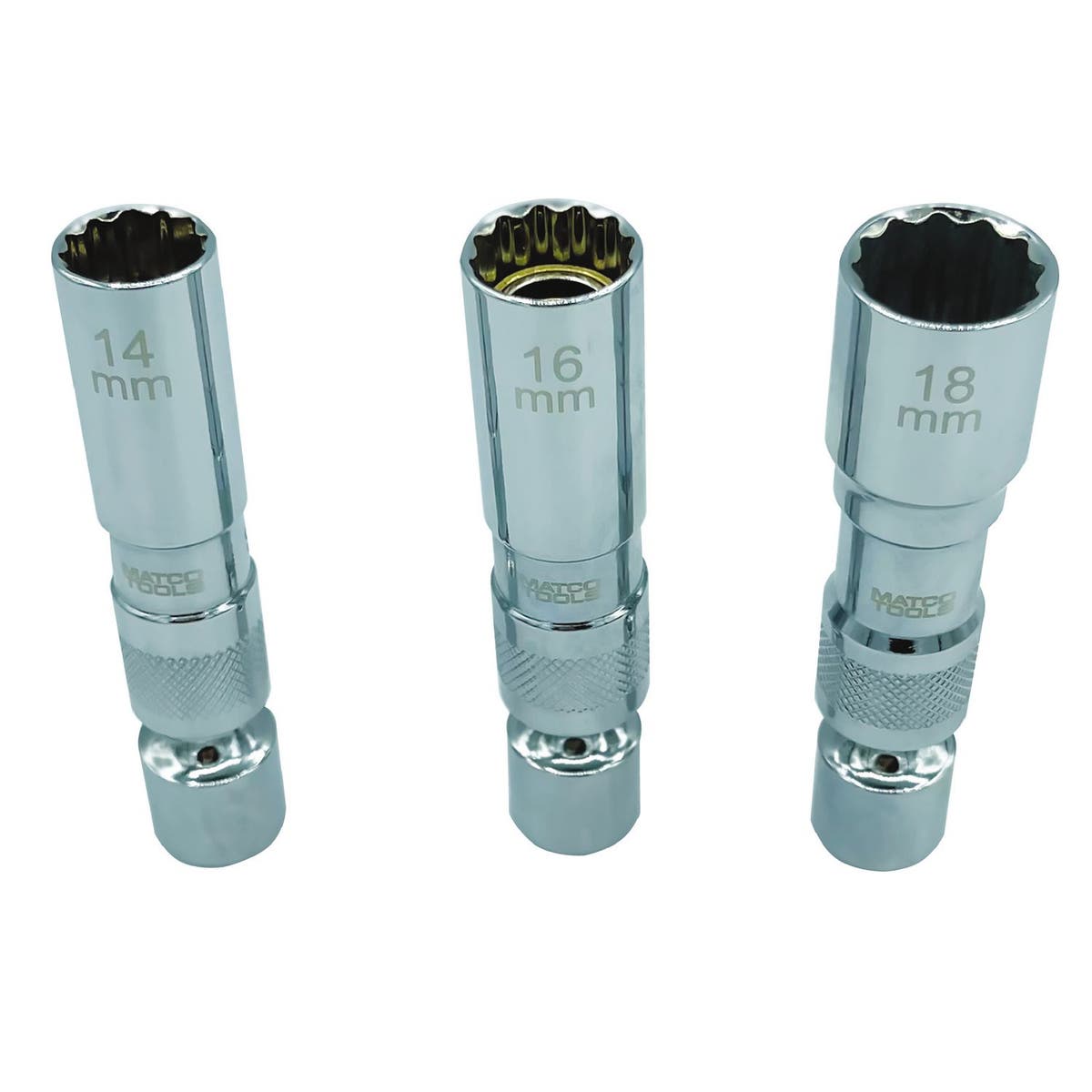 3/8" DRIVE 3 PIECE 12 POINT MAGNETIC THIN WALL UNIVERSAL JOINT SPARK ...