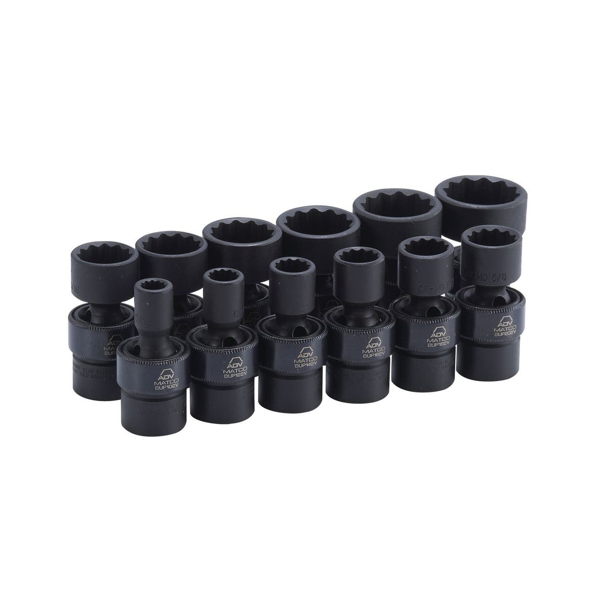 3/8" DRIVE 12 PIECE SAE 12 POINT ADV UNIVERSAL IMPACT SOCKET SET ...
