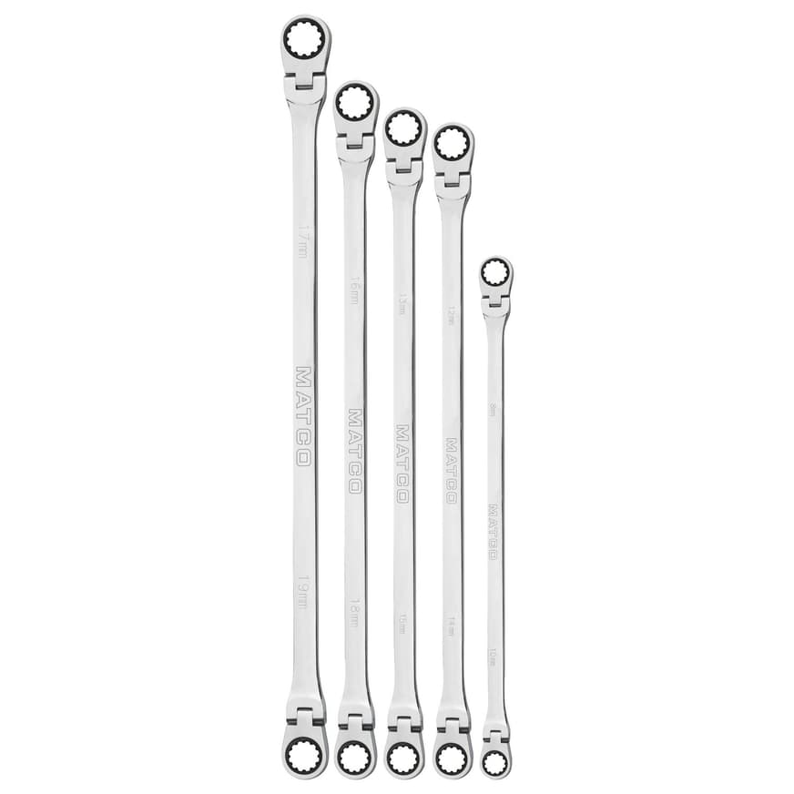 5 PIECE EXTRA LONG DOUBLE FLEX RATCHETING WRENCH SET SRFBXLM52TA ...